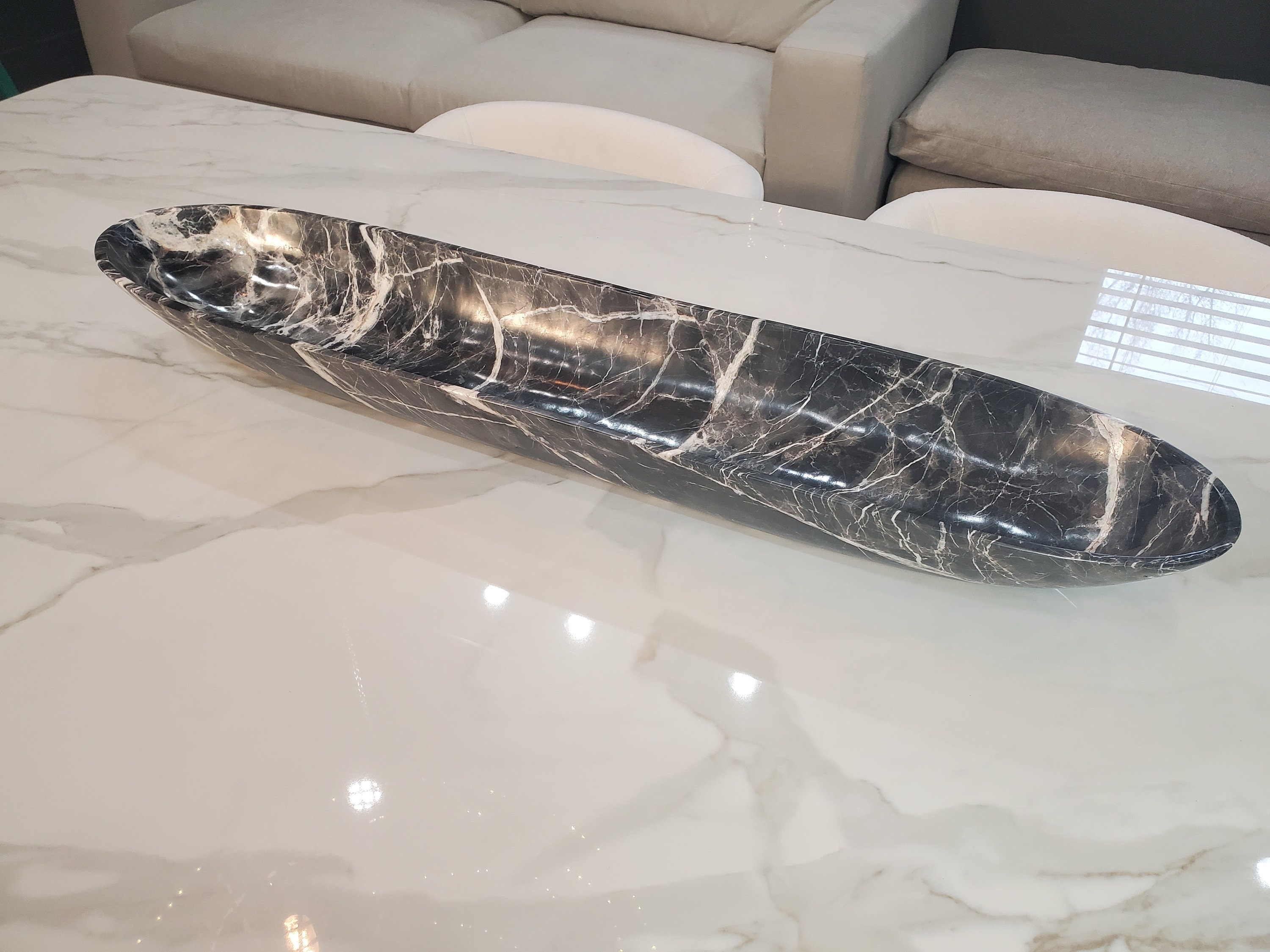 Black and White Marble Canoe Centerpiece - Etsy