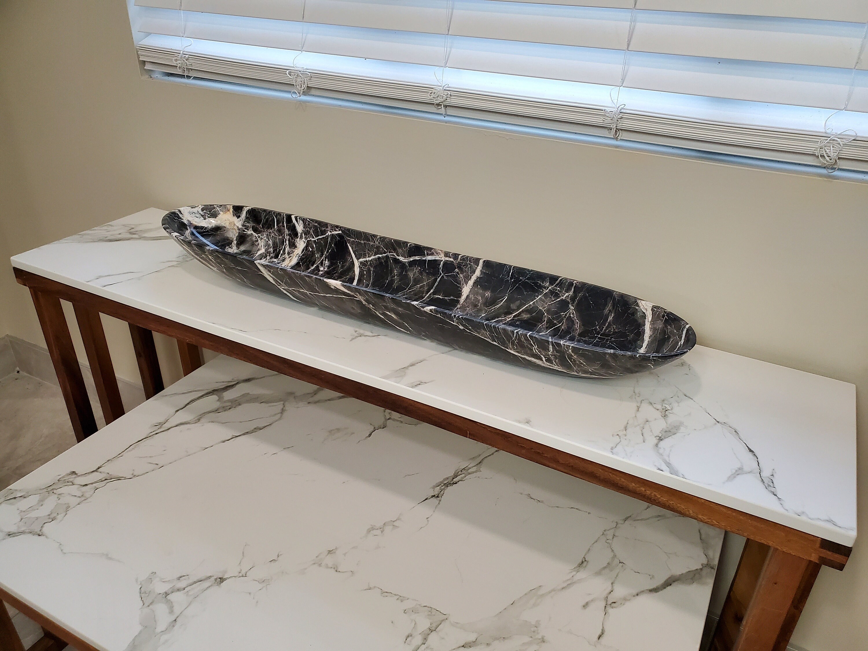Black and White Marble Canoe Centerpiece - Etsy