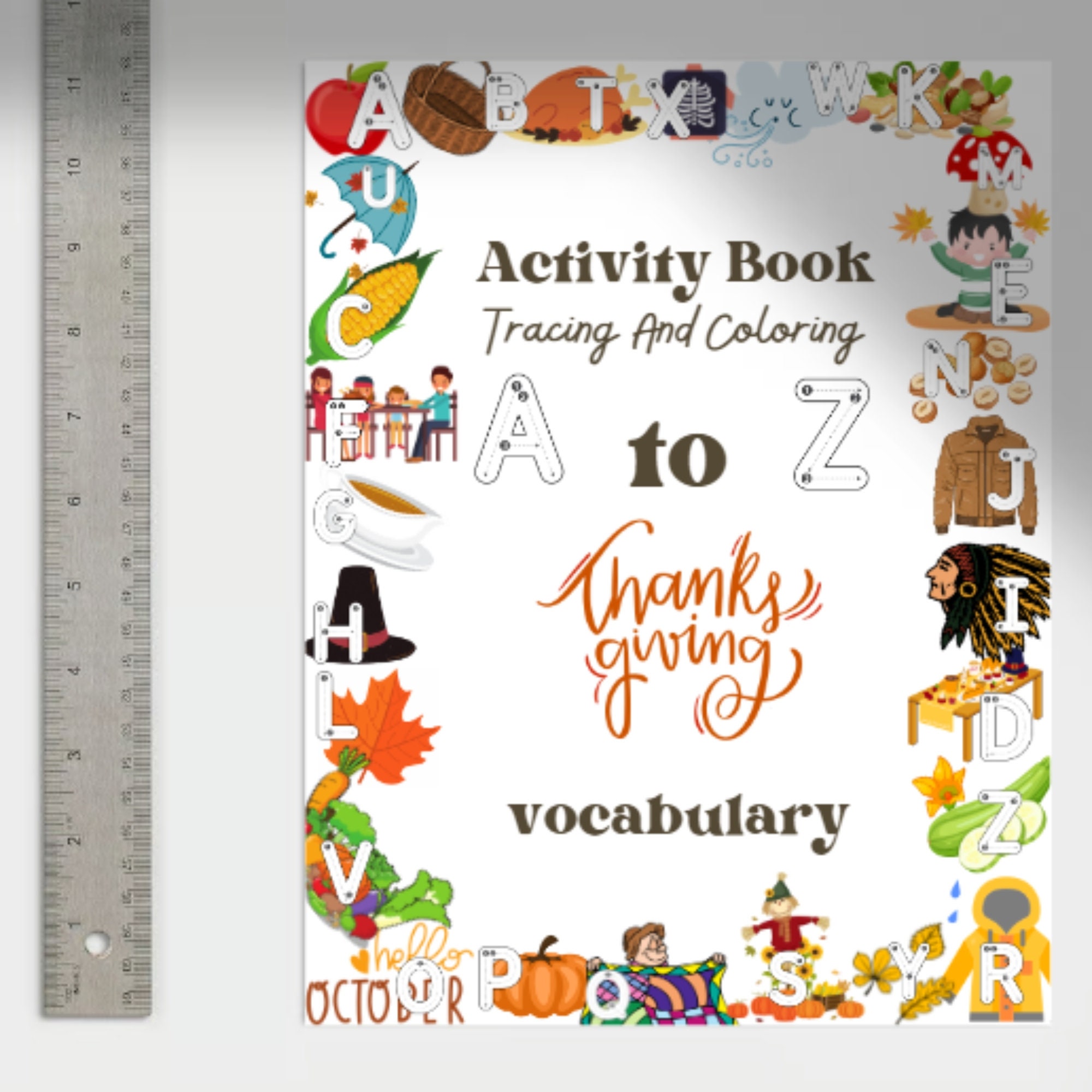 Thanksgiving Alphabet Learning: Tracing and Coloring Worksheet ...