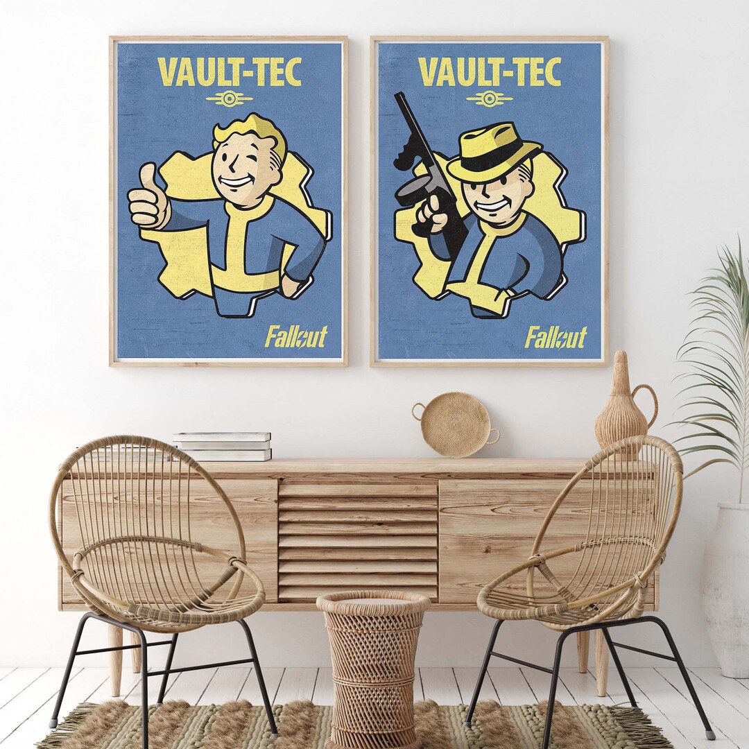 Minimally Designed Vault Boy Poster, Set of 2, Printable Game Poster ...