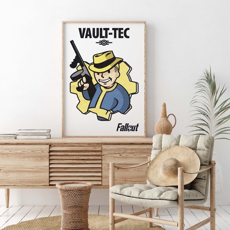 Minimally Designed Vault Boy Poster, Printable Game Poster, Fallout ...