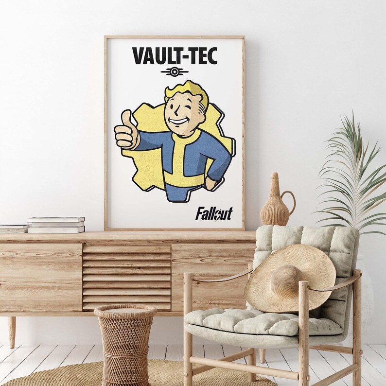 Minimally Designed Vault Boy Poster, Printable Game Poster, Fallout ...