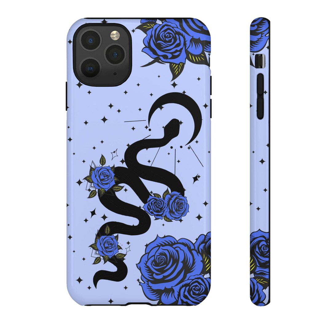 Blue Roses Crescent Moon Snake iPhone Case for Ios Devices Gift for ...