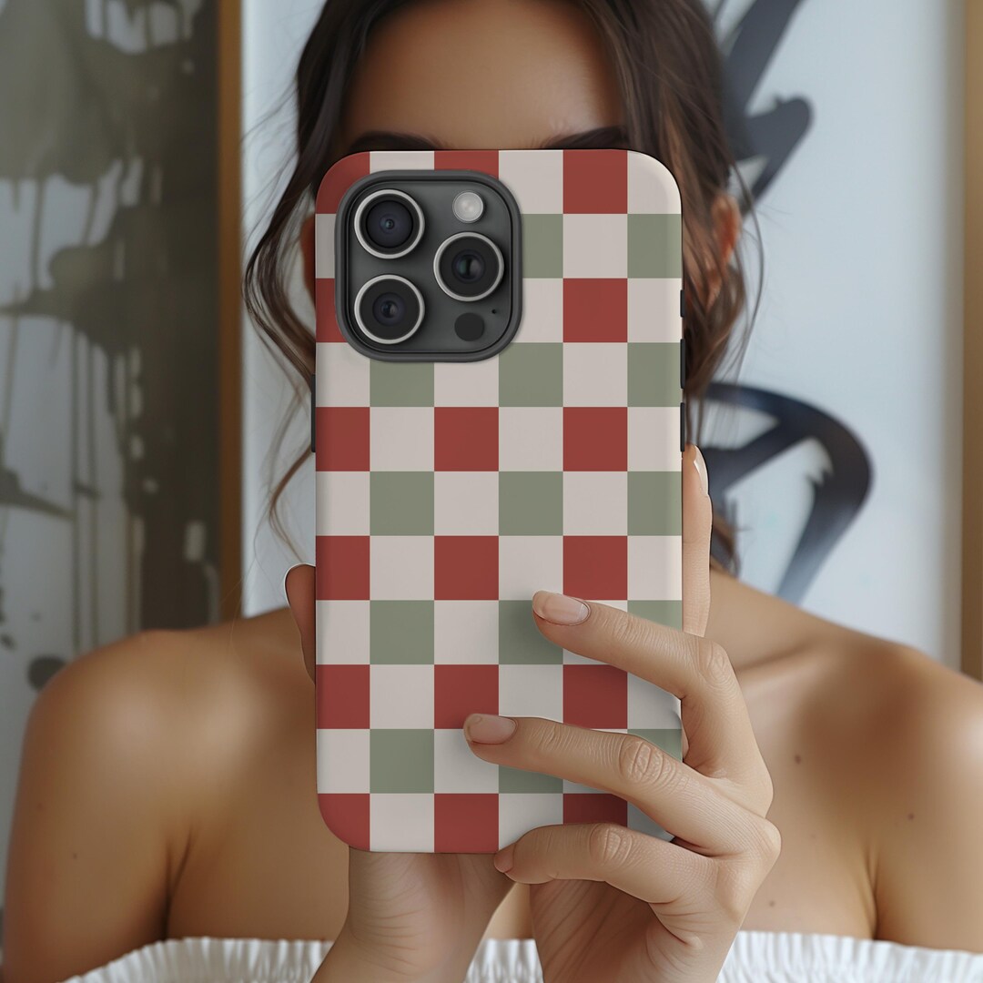 CHECKERED MAGSAFE CASE Red Green Retro Phone Cover Cute Phone ...