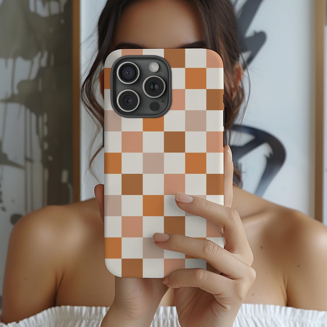 CHECKERED PHONE CASE Cute Neutral Fall Color Trendy New iPhone 11 12 13 ...