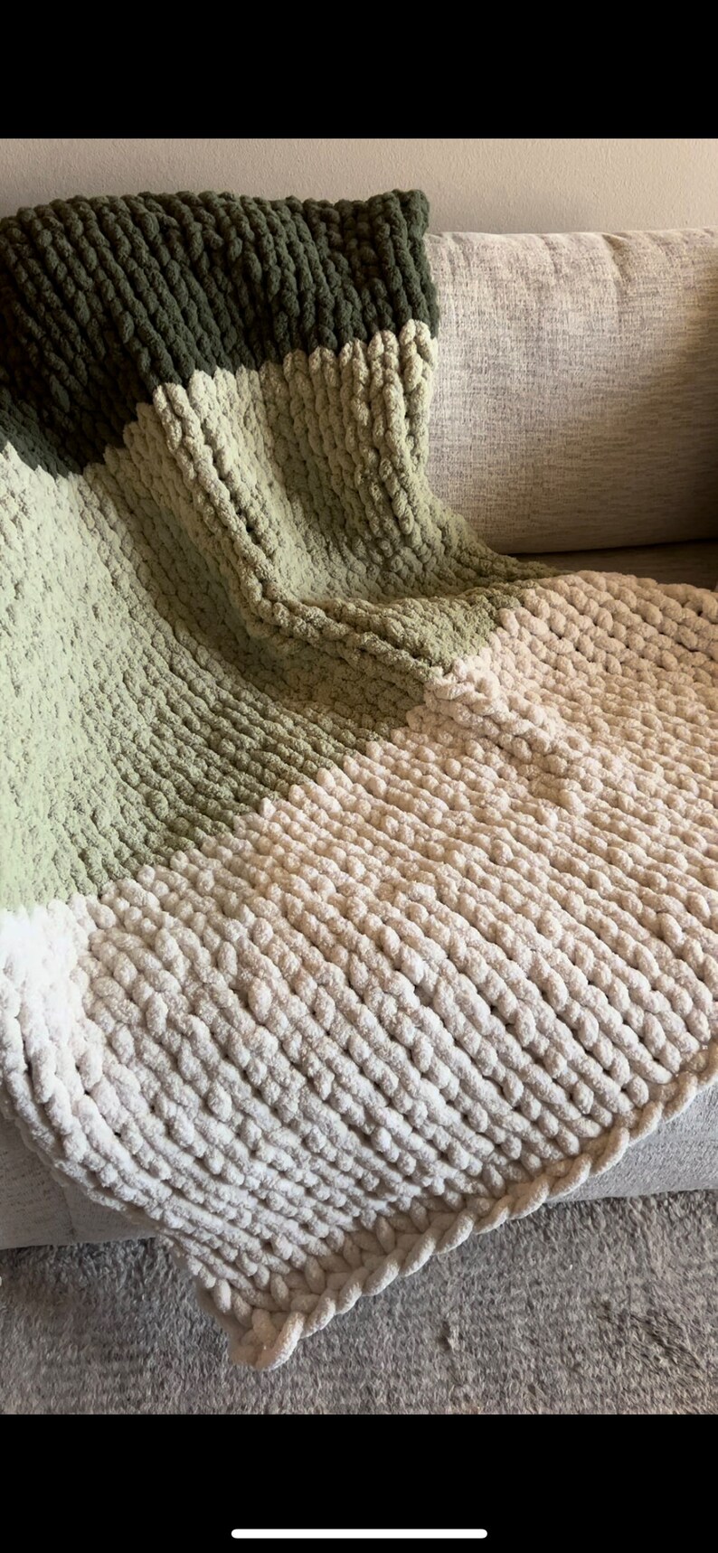 Custom Handmade Chunky Blankets Thick Yarn Multi-color Choose Your ...