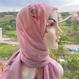 Handmade Needle Lace Chiffon Hijab: Turkish Floral Head Cover - Etsy