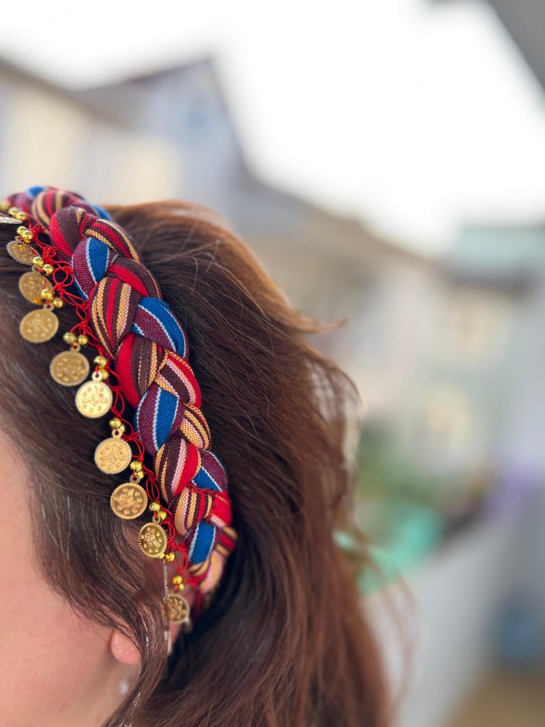 Red Blue Braided Turkish Hair Band 2 Style Options - Handmade With ...