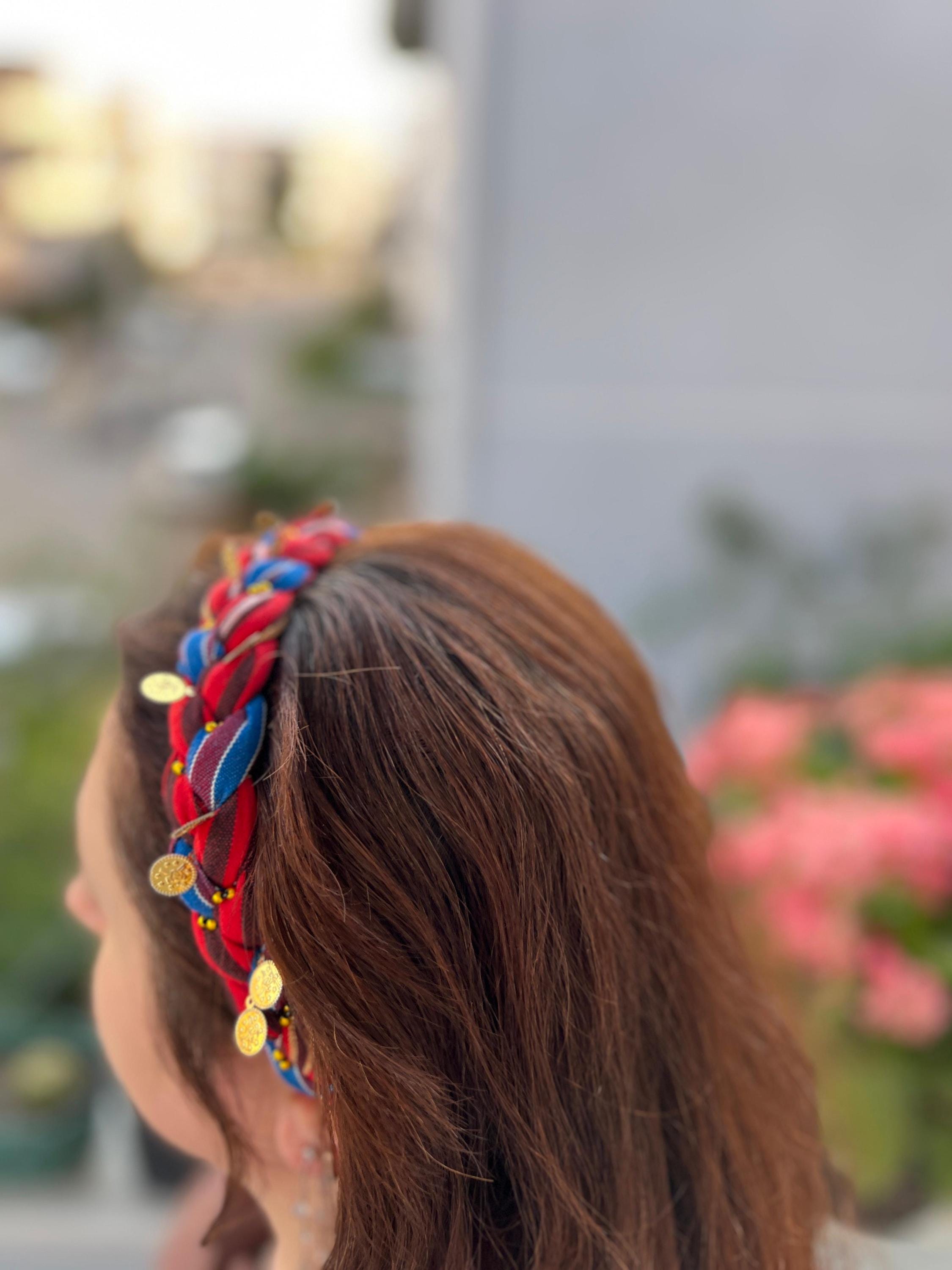Red Blue Braided Turkish Hair Band 2 Style Options - Handmade With ...