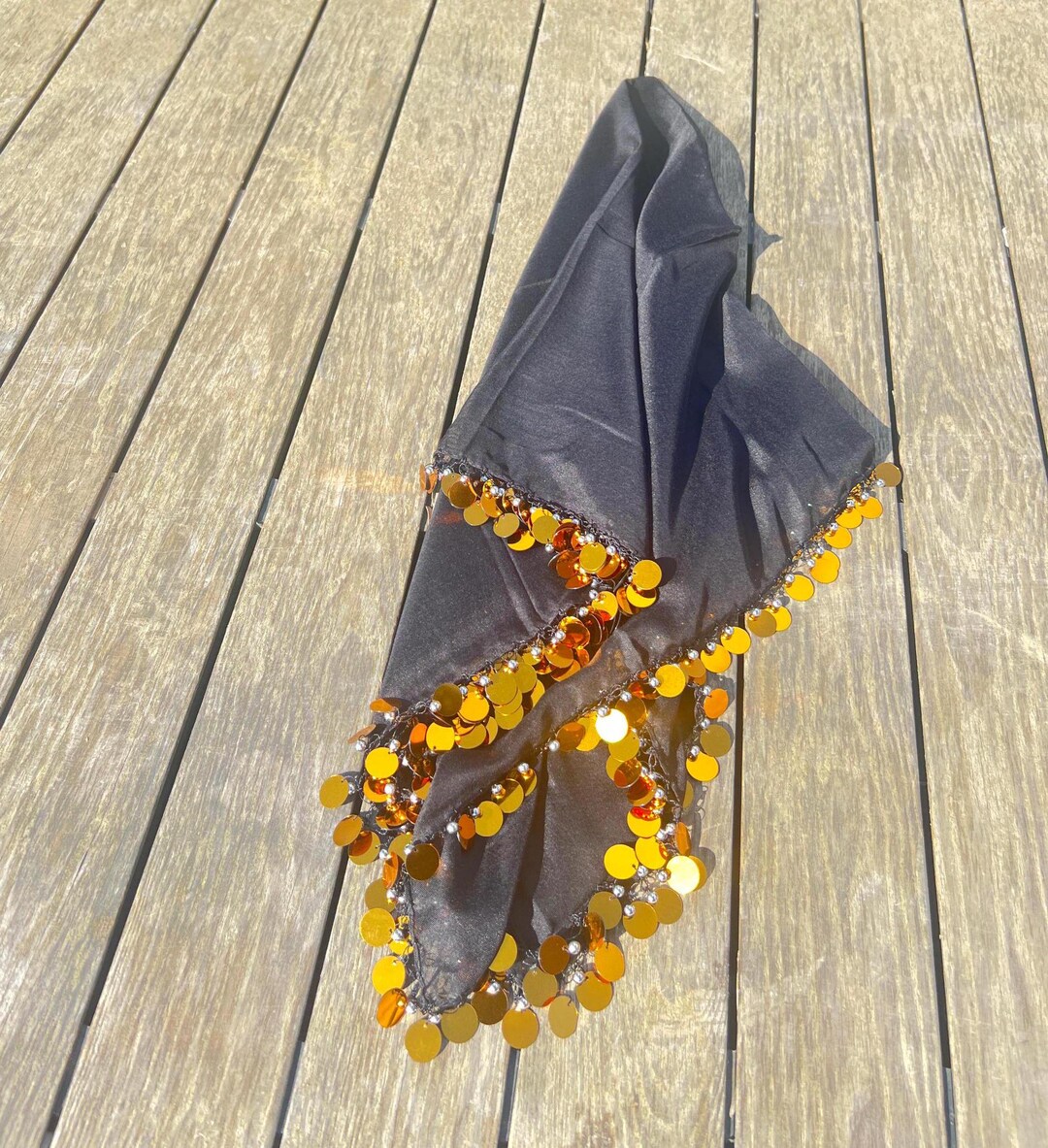 Black Handmade Yazma - Crochet Circle - Sequin Embroidered Head Scarf ...