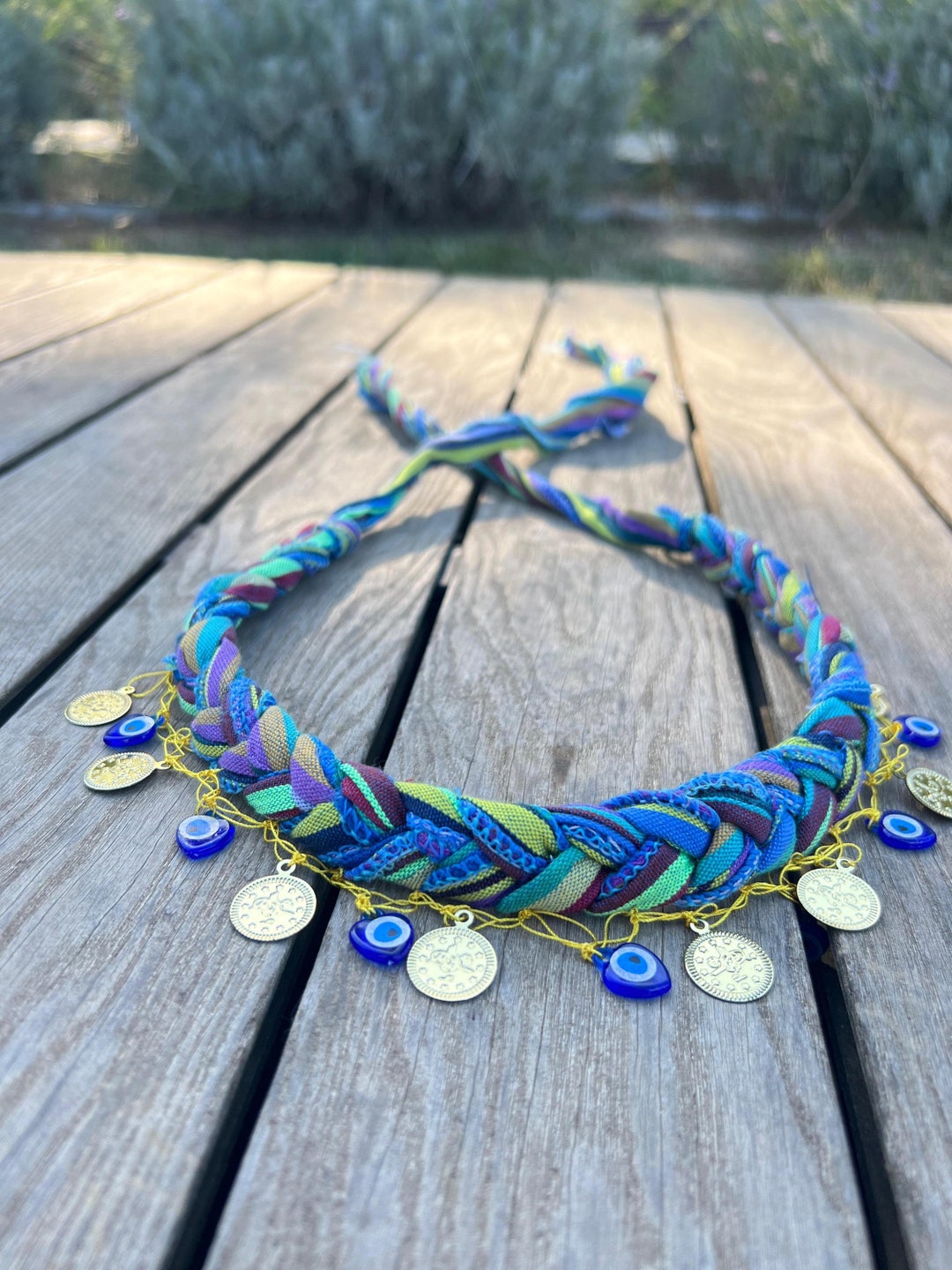 Colorful Braided Nazar Boncuklu Bandana Handmade From Natural Materials ...