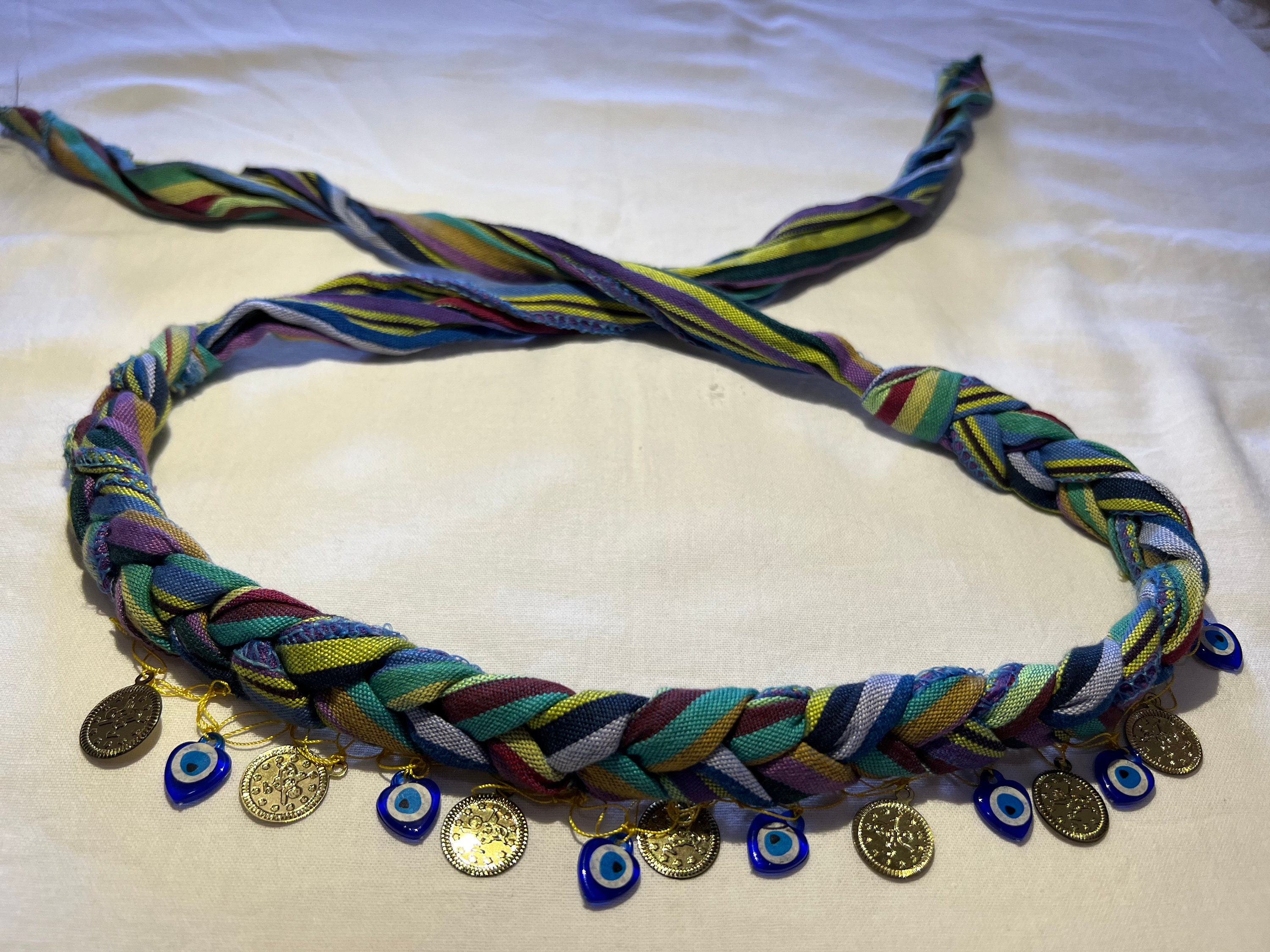 Colorful Braided Nazar Boncuklu Bandana Handmade From - Etsy