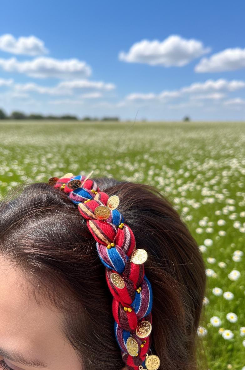 Red Blue Braided Turkish Hair Band 2 Style Options - Handmade With ...