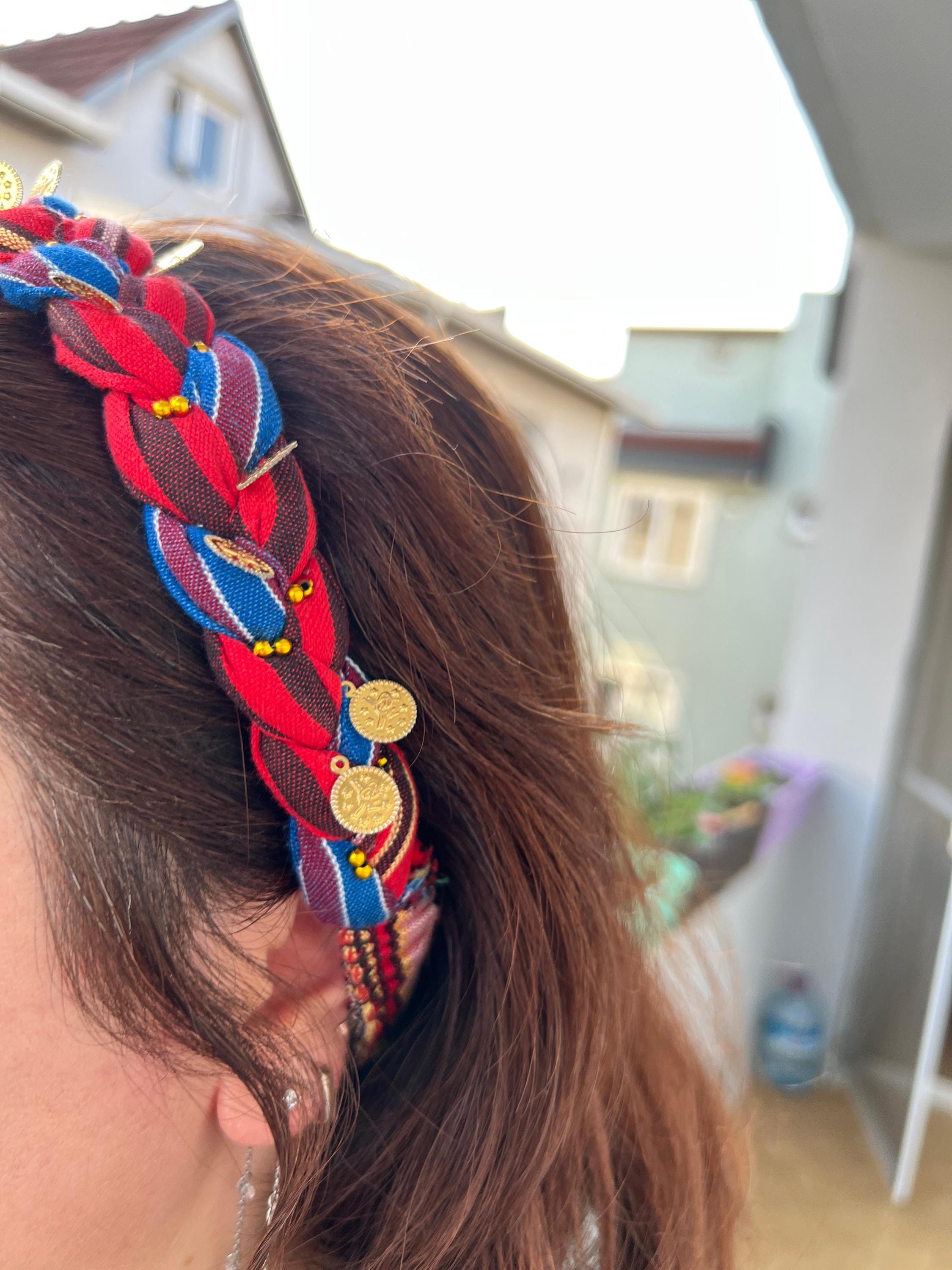 Red Blue Braided Turkish Hair Band 2 Style Options - Handmade With ...