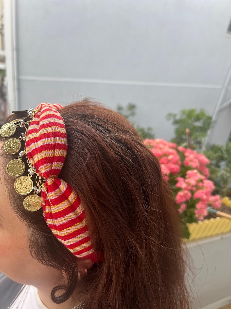 Gold Coin Turkish Keşan Hair Band - Handwoven Cotton Traditional-2 ...