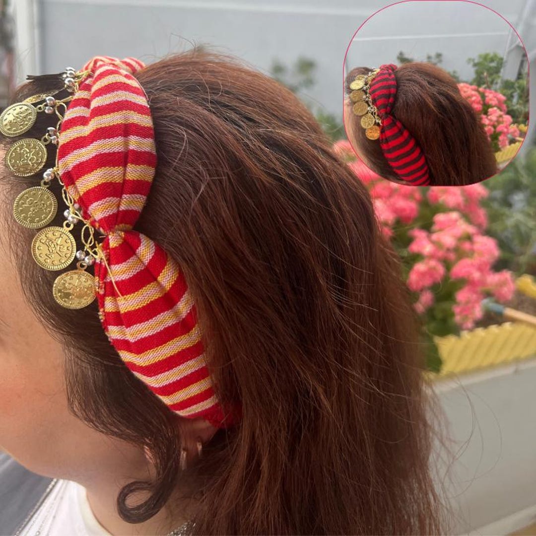 Gold Coin Turkish Keşan Hair Band - Handwoven Cotton Traditional-2 ...
