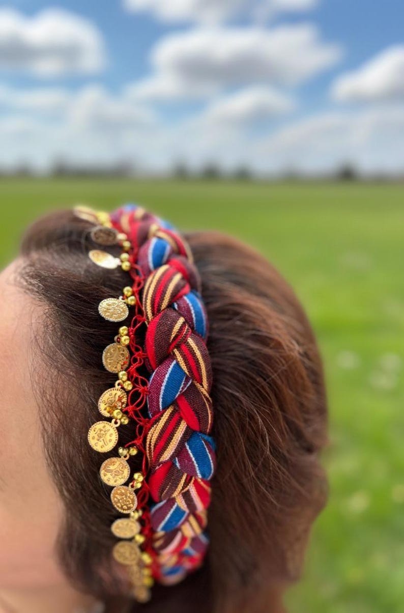 Red Blue Braided Turkish Hair Band 2 Style Options - Handmade With ...