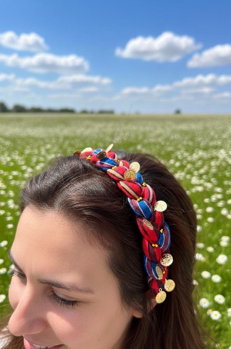 Red Blue Braided Turkish Hair Band 2 Style Options - Handmade With ...