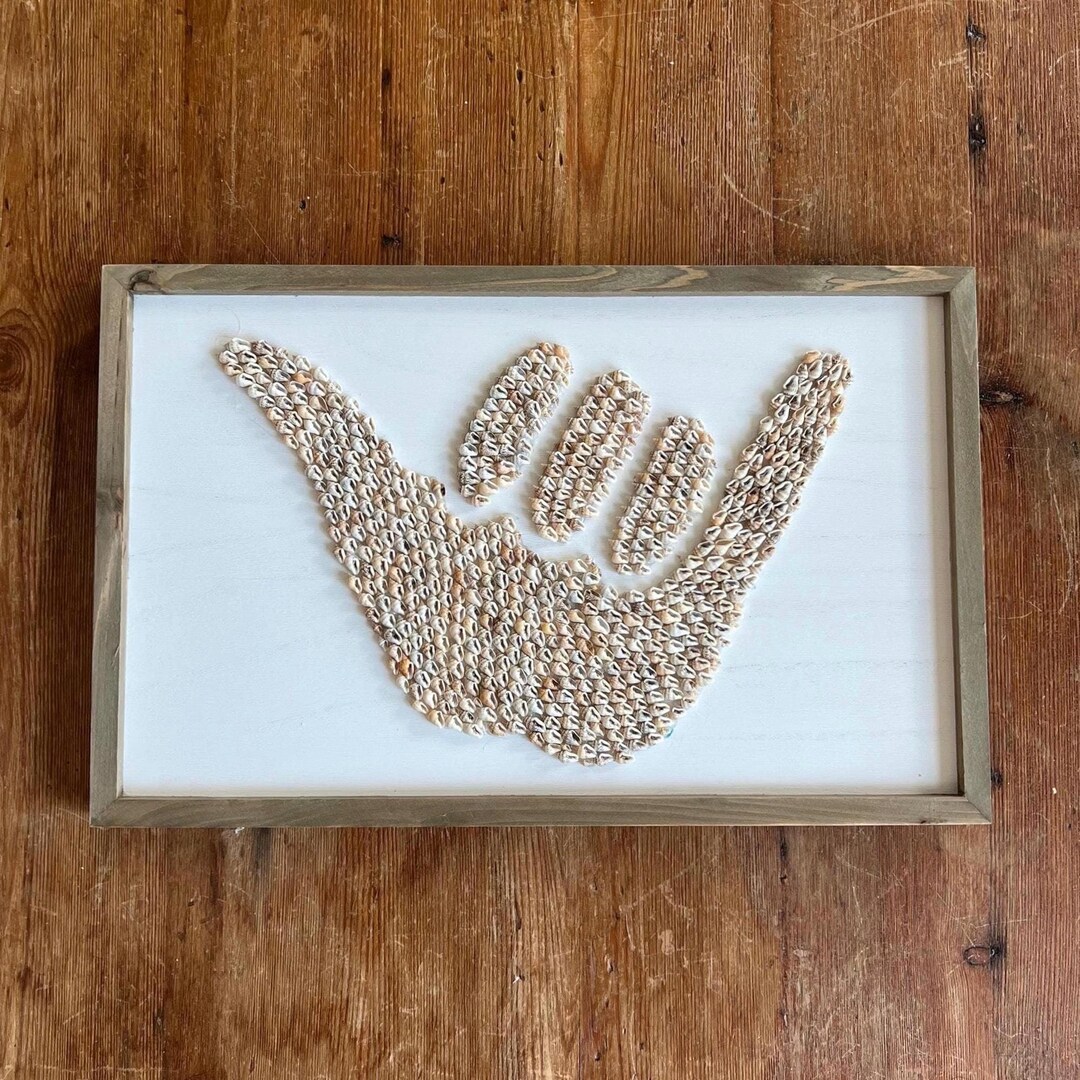 Seashell Shaka Sign Wall Art | Beach Inspired Coastal Decor | Handmade ...