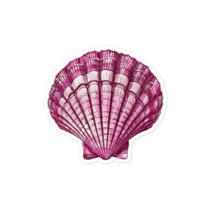 Vintage Pink Scallop Shell Vinyl Sticker - Retro Beach Decal for Water ...