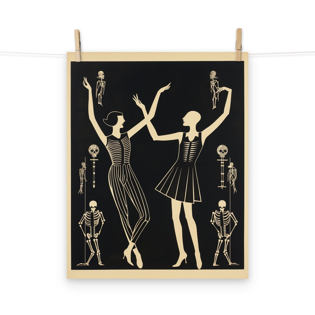 1920s Art Deco Dancing Ladies Skeleton Poster - Etsy