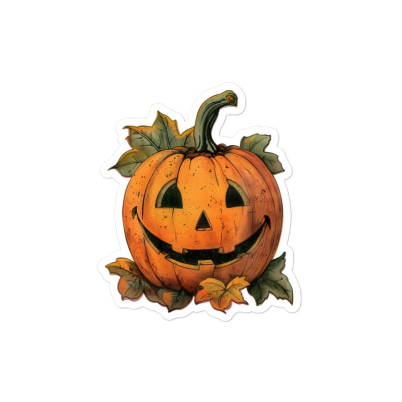 Vintage Halloween Pumpkin Sticker - Classic Jack-o-lantern Decal ...