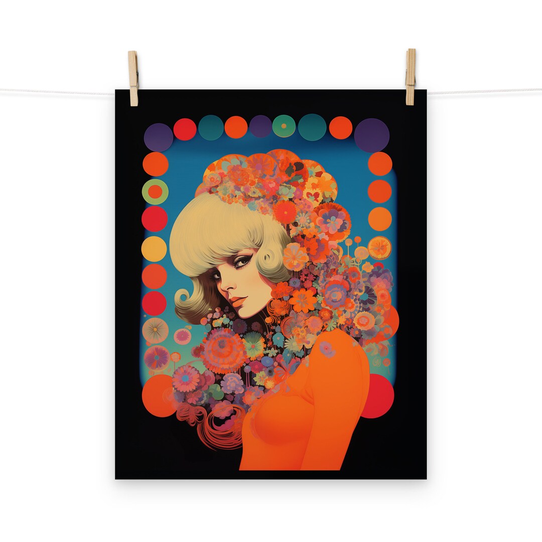 Psychedelic 1960s Flower Child Graphic Poster - Etsy