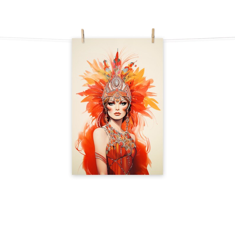 Red and Orange Showgirl Drag Queen Sketch Poster Exquisite Portraiture ...
