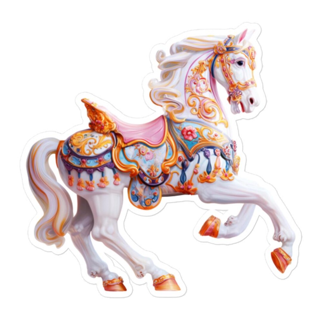 Carousel Horse Vinyl Sticker – Fairground Horse Decal for Laptops ...