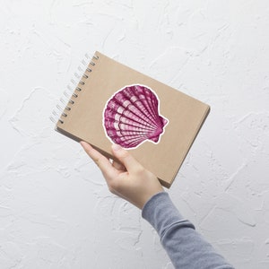Vintage Pink Scallop Shell Vinyl Sticker - Retro Beach Decal for Water ...
