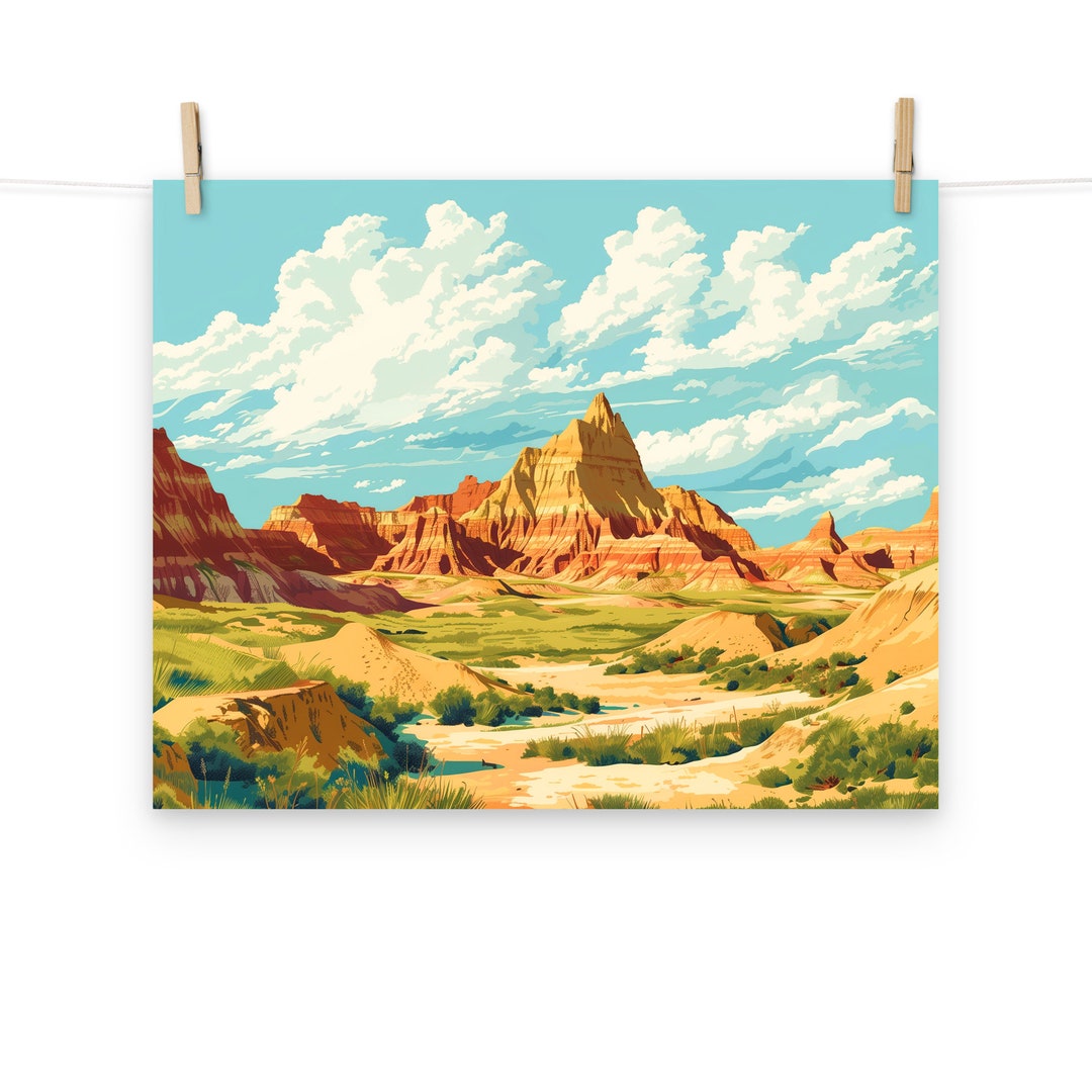 Badlands South Dakota Paint by Numbers Inspired Poster - Landscape Wall ...