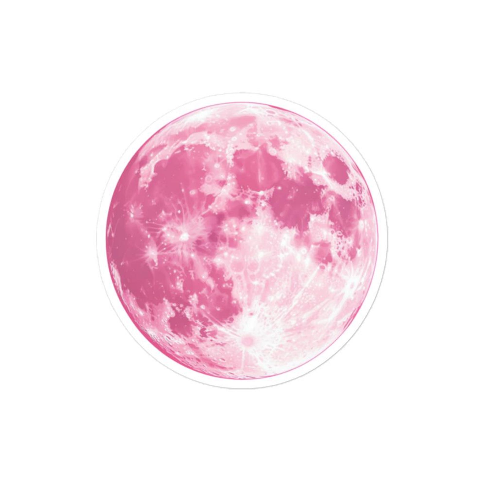 Pink Moon Vinyl Sticker - Celestial Lunar Decal for Laptops, Scrapbooks ...