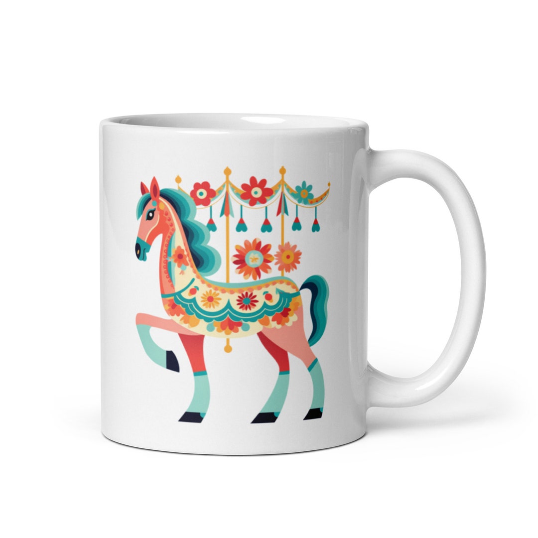Pink Pastel Colorful Carousel Horse Coffee Mug - Etsy