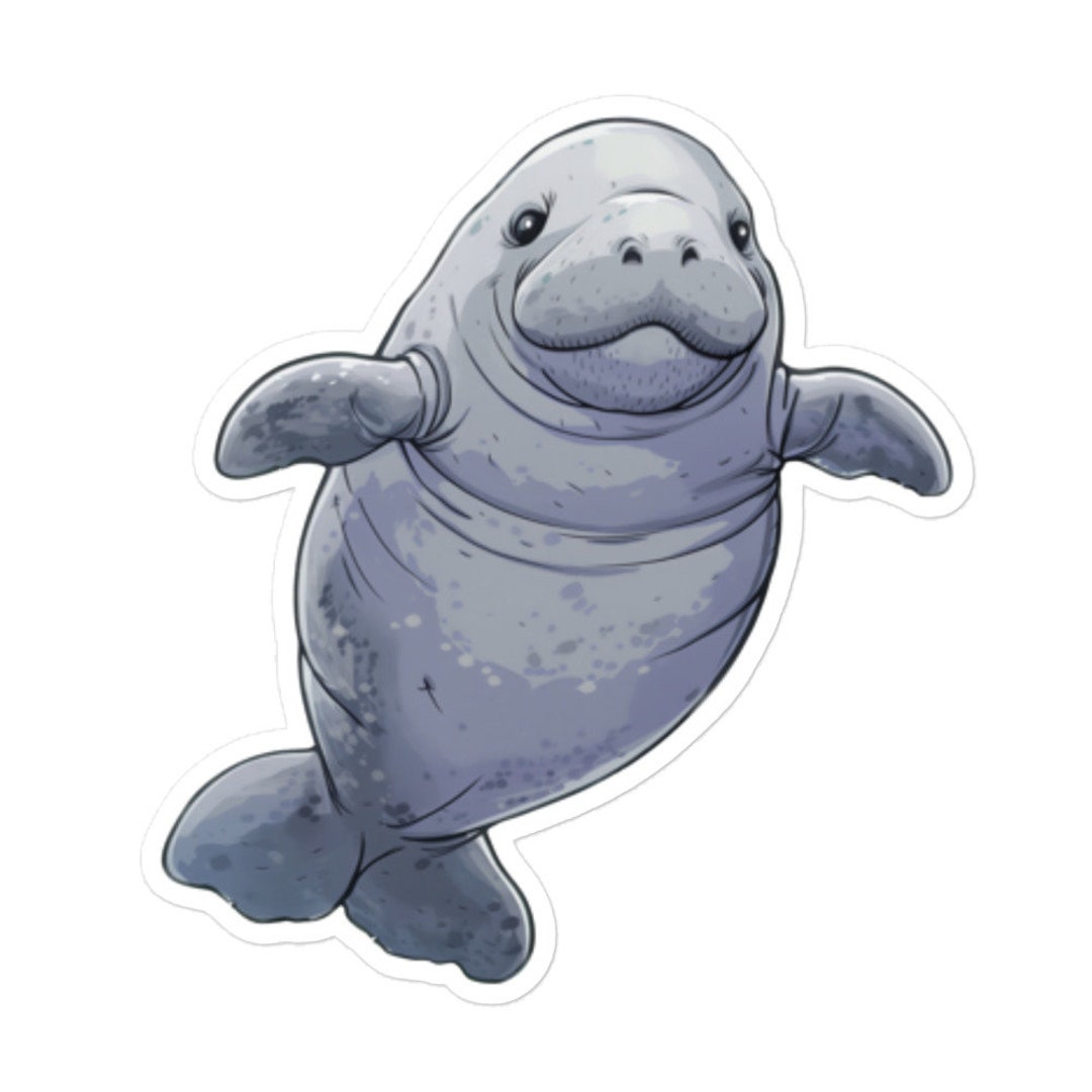 Cute Manatee Vinyl Sticker Adorable Sea Creature Decal for Laptops ...