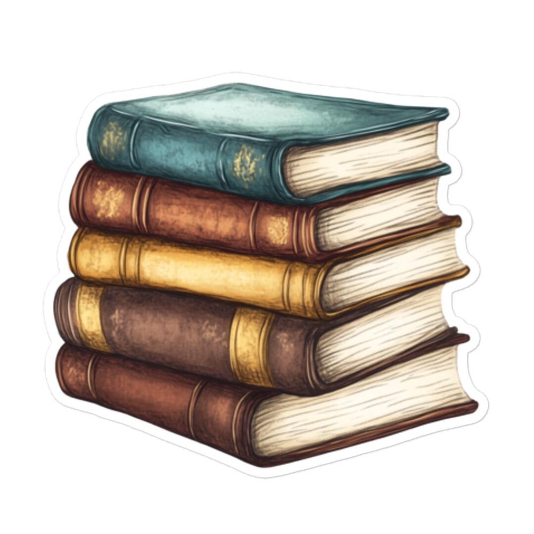 Vintage Stack of Books Sticker – Reading Vinyl Decal for Laptops, Water ...