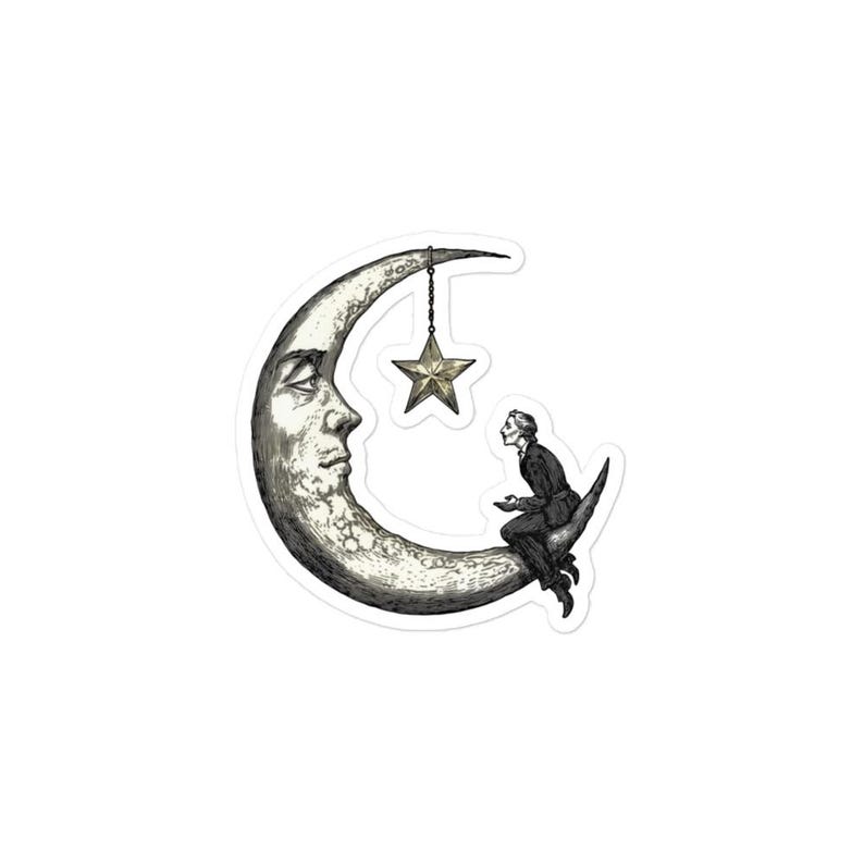 Vintage Moon & Star Vinyl Sticker – Celestial Victorian Night Sky ...