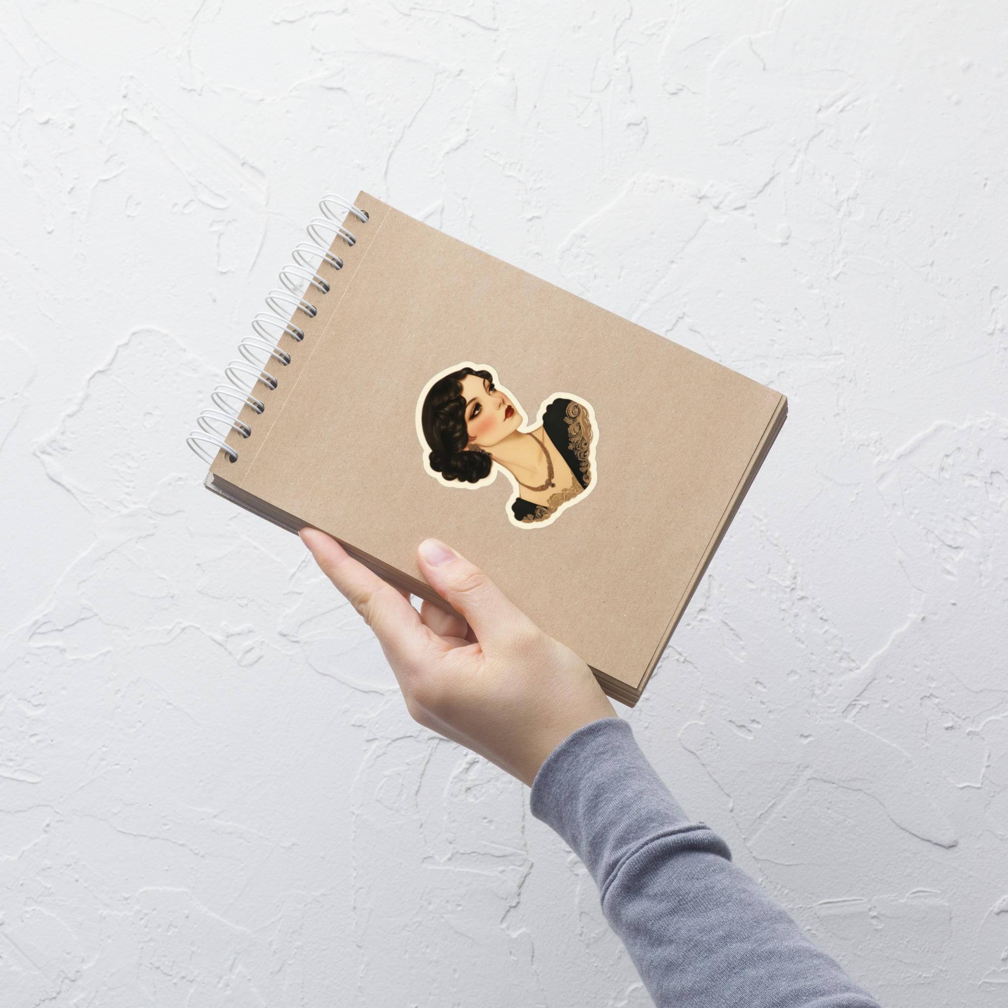 Vintage Woman Portrait Vinyl Sticker - Retro Glamour Decal for Laptops ...
