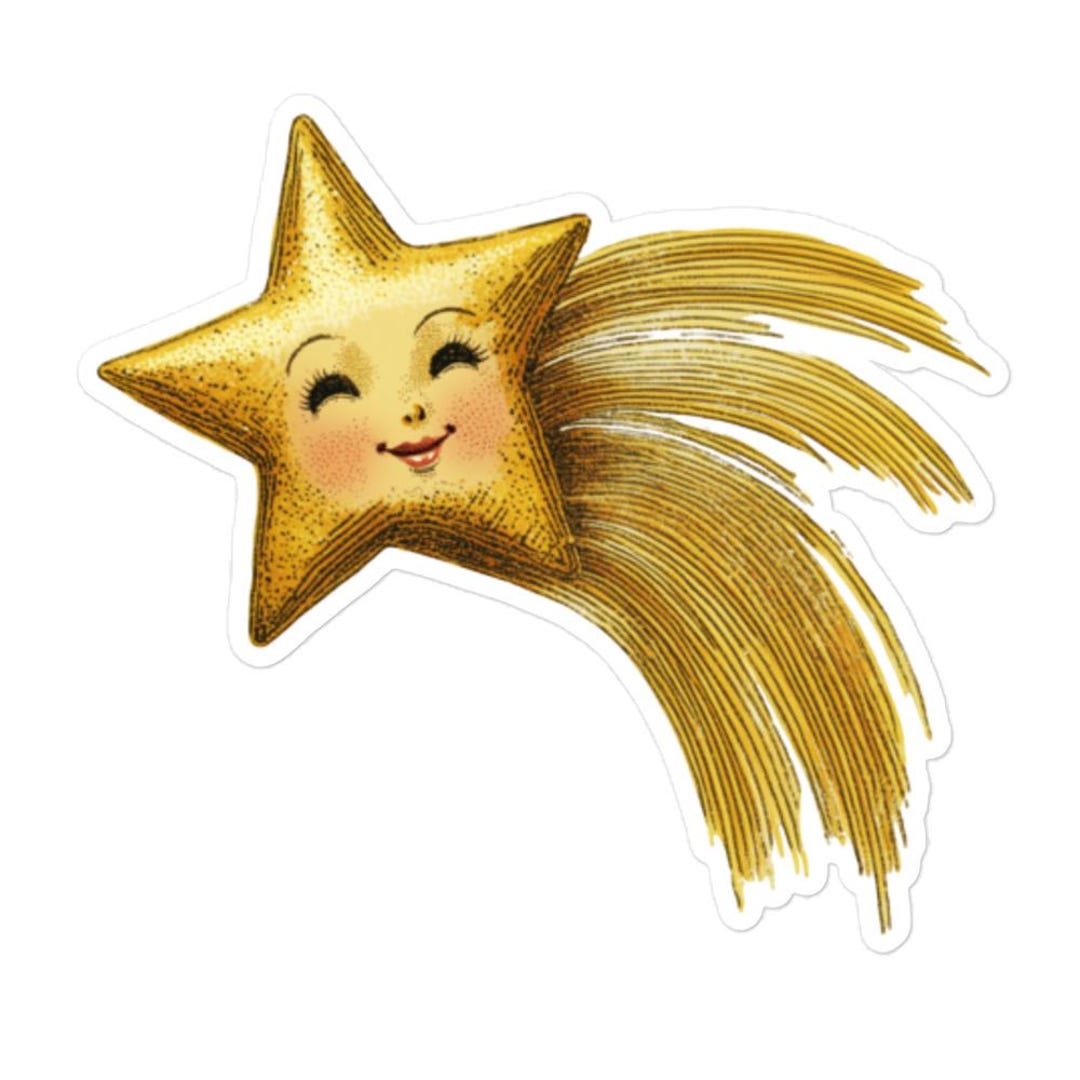 Vintage Shooting Star Vinyl Sticker – Retro Celestial Whimsical Decal ...