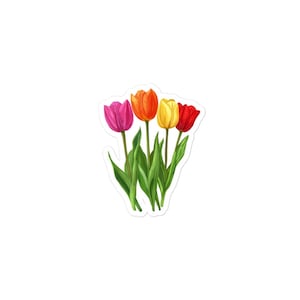 Colorful Tulips Vinyl Sticker – Vibrant Spring Flower Decal for Laptops ...
