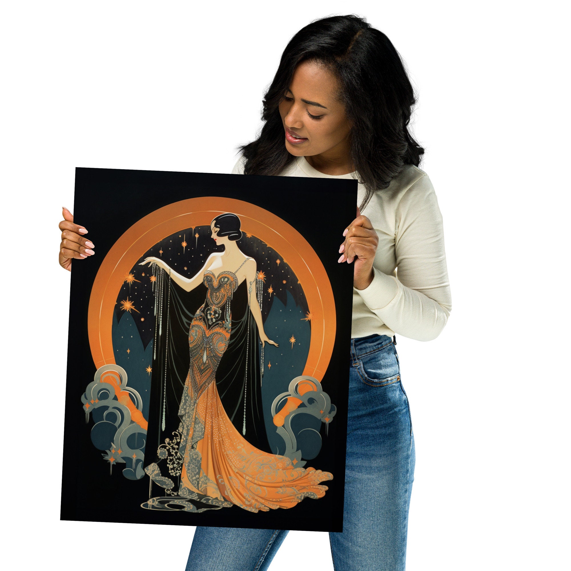 Blue and Orange Art Deco 1920s Flapper Poster - Etsy