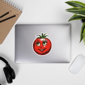 Cute Tomato Vinyl Sticker - Vintage Cartoon Style Decal for Scrapbooks ...