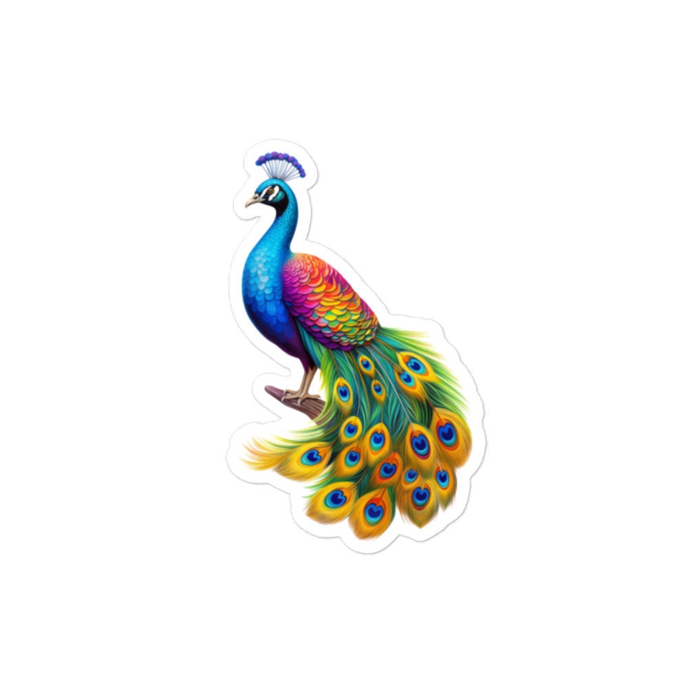 Colorful Peacock Vinyl Sticker - Etsy