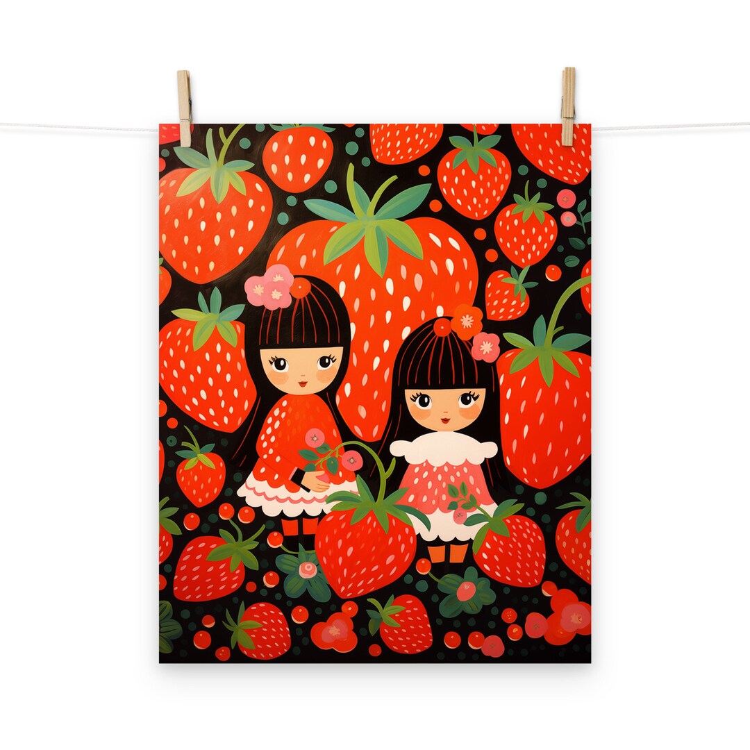 Cute Strawberry Girls Kids Poster - Etsy