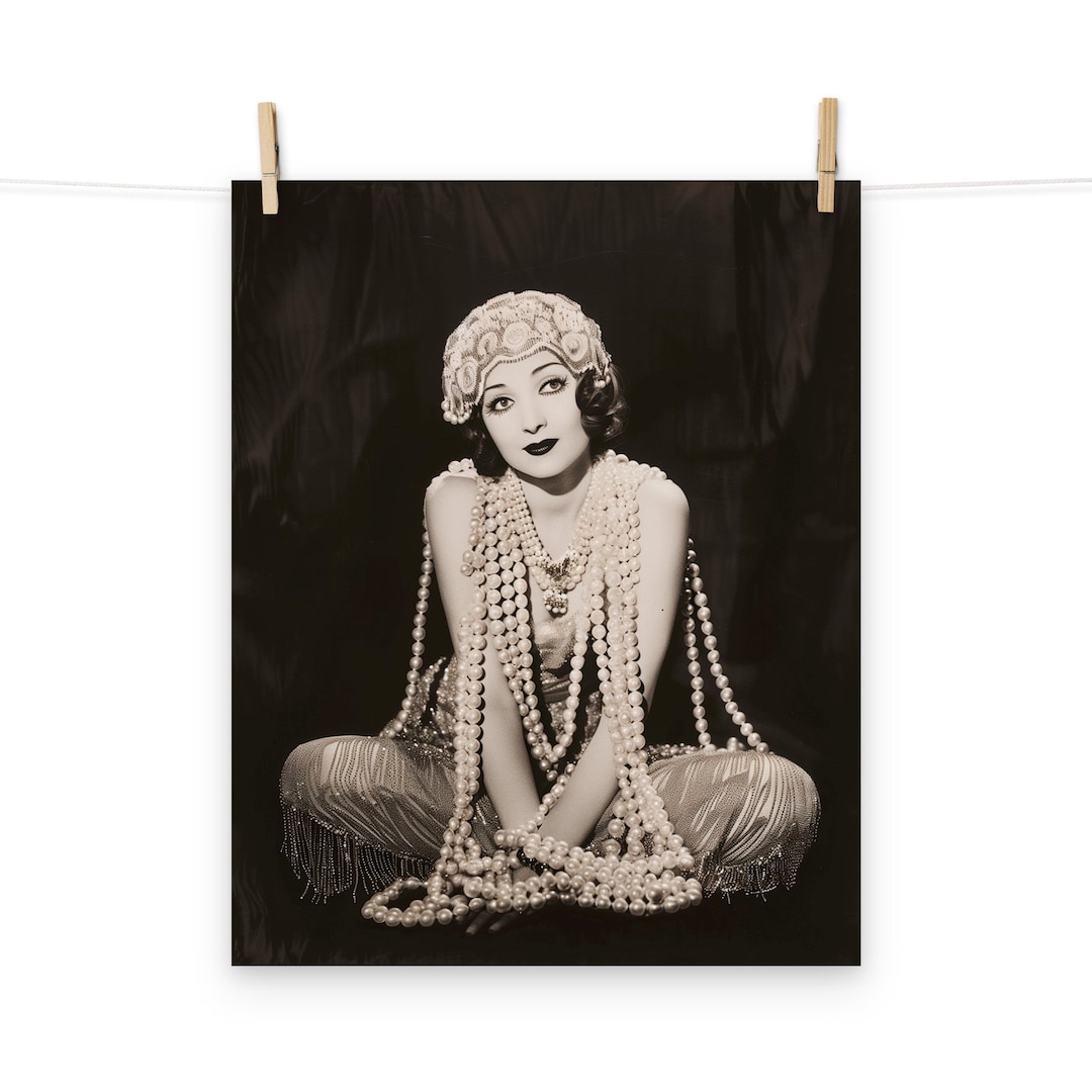 Vintage Glamour Flapper Girl Portrait Poster - Retro Showgirl Wall Art ...