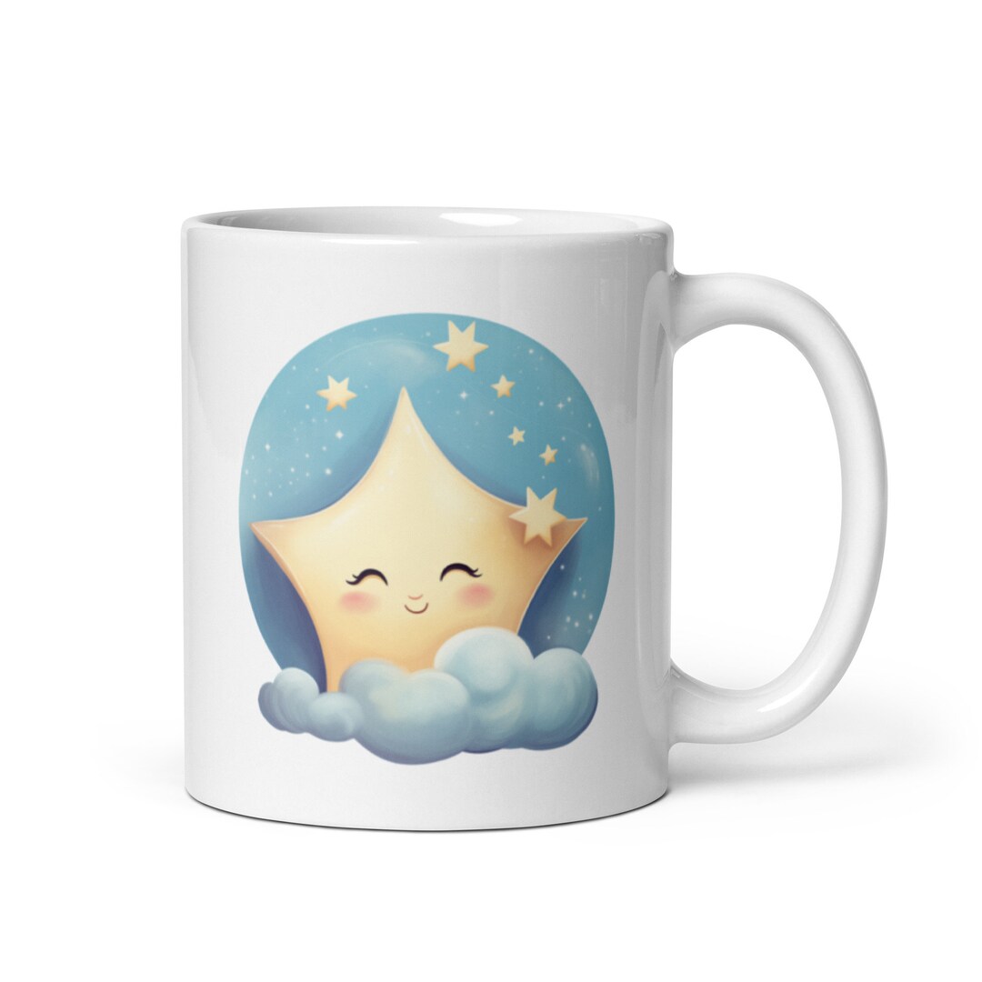 Cute Star Night Sky Mug | Serene Sleeping Celestial Design for ...