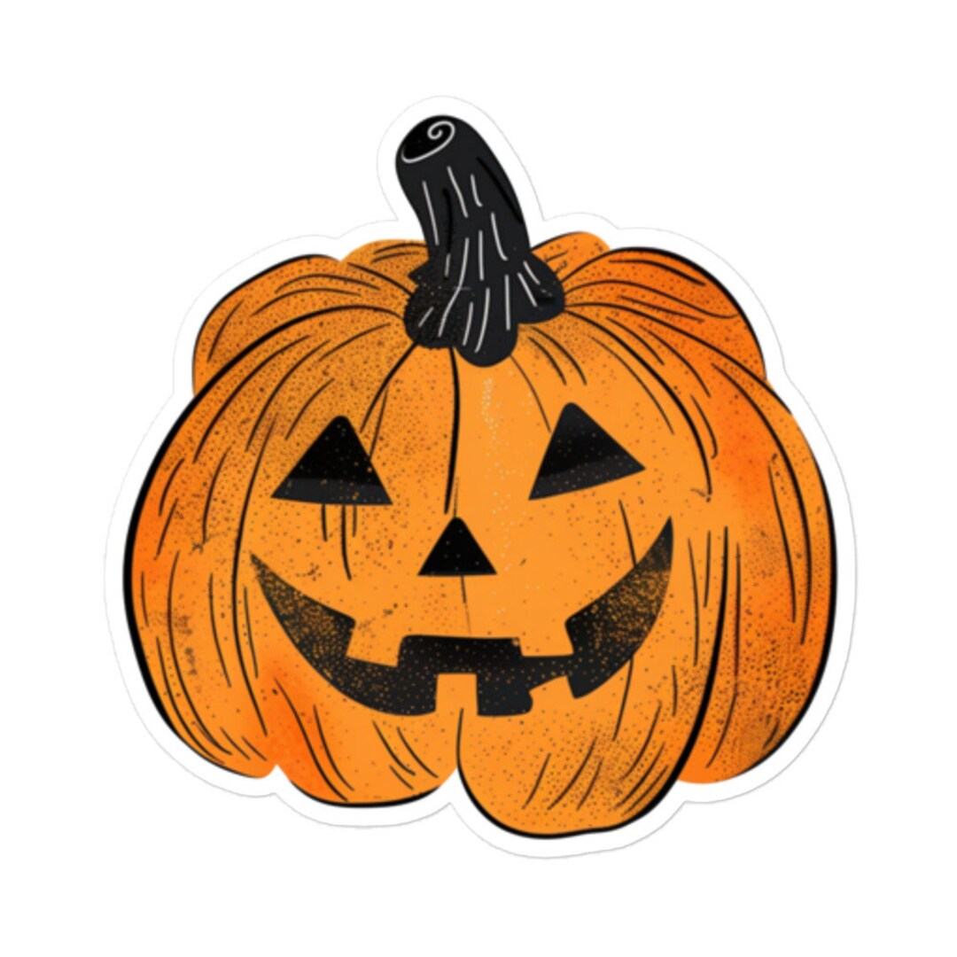 Halloween Jack-o-lantern Pumpkin Vinyl Sticker - Cute Spooky Season ...