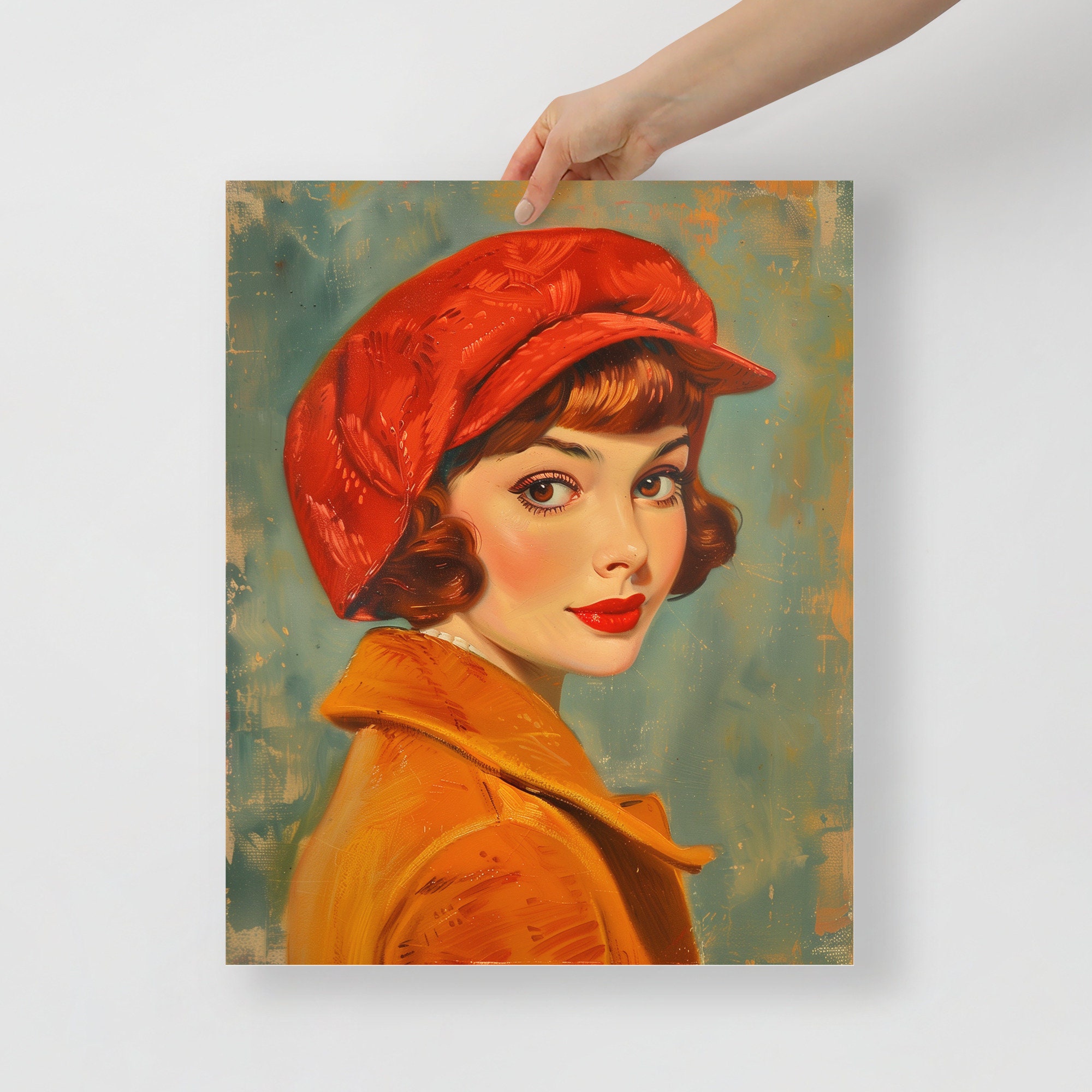 Vintage Woman With Beret Poster - Portrait Wall Art for Retro Style and ...