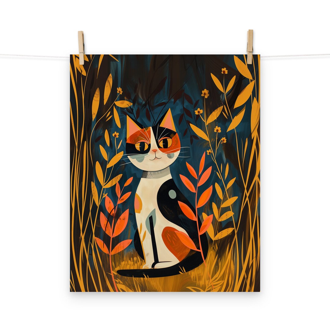 Whimsical Calico Cat Poster – Charming Art Print for Cat Lovers for ...