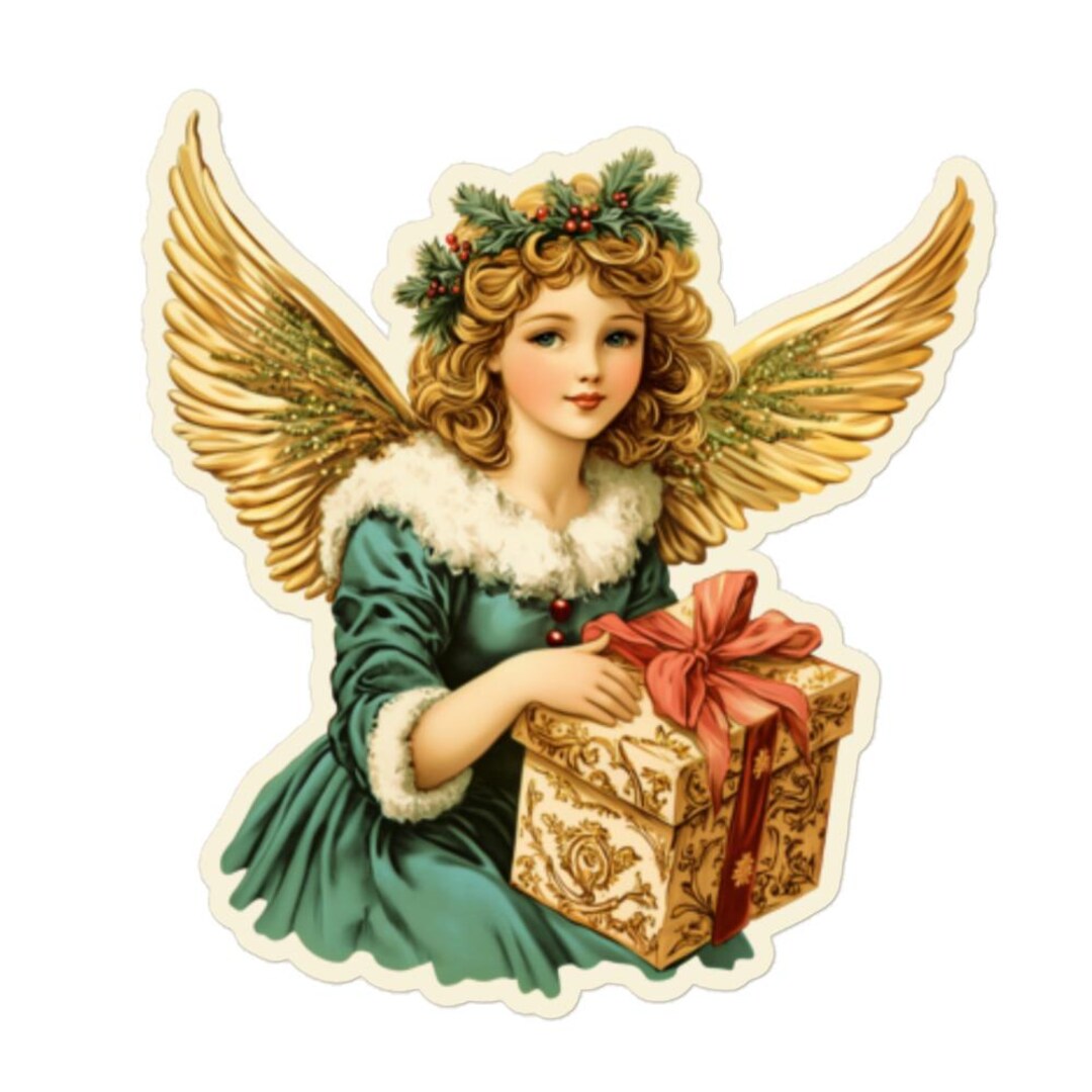 Vintage Christmas Angel Vinyl Sticker – Classic Victorian-inspired ...