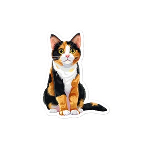 Cute Calico Cat Vinyl Sticker - Adorable Kitten Decal for Water Bottles ...